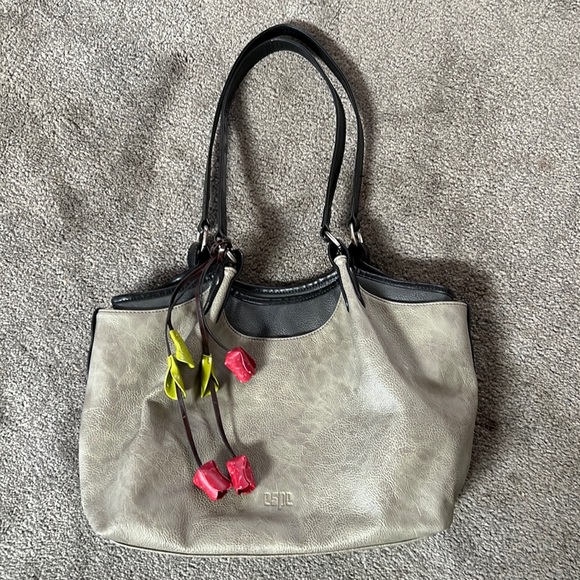 Espe | Bags | Espe Purse Gray With Roses Vegan Leather No Tags | Poshmark